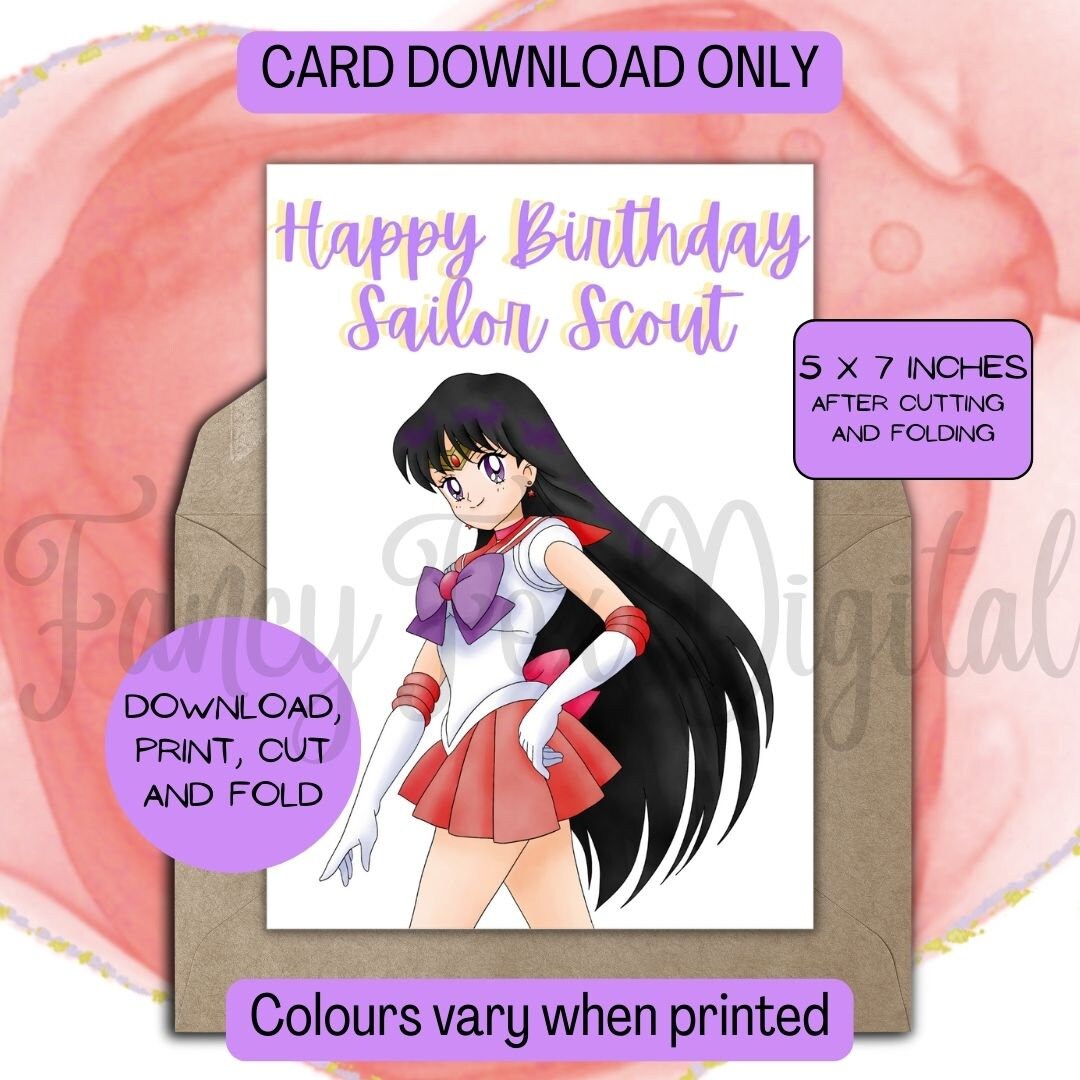 Sailor Mars Printable Birthday Card Sailor Mars Printable - Etsy