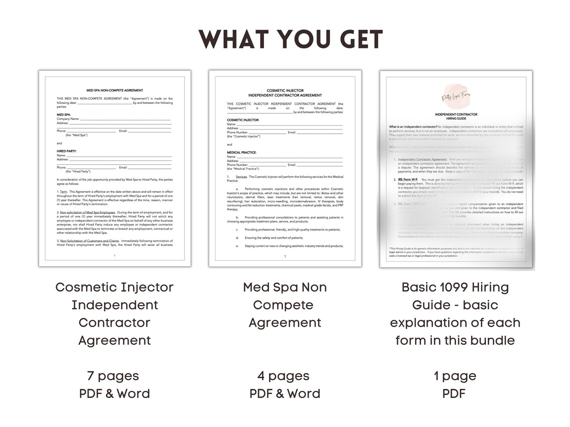 Cosmetic Injector Contract Template Med Spa Independent Contractor ...