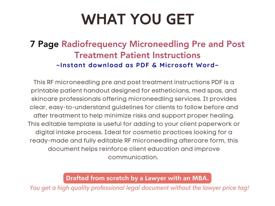 RF Microneedling Pre and Post Treatment Instructions Radiofrequency ...