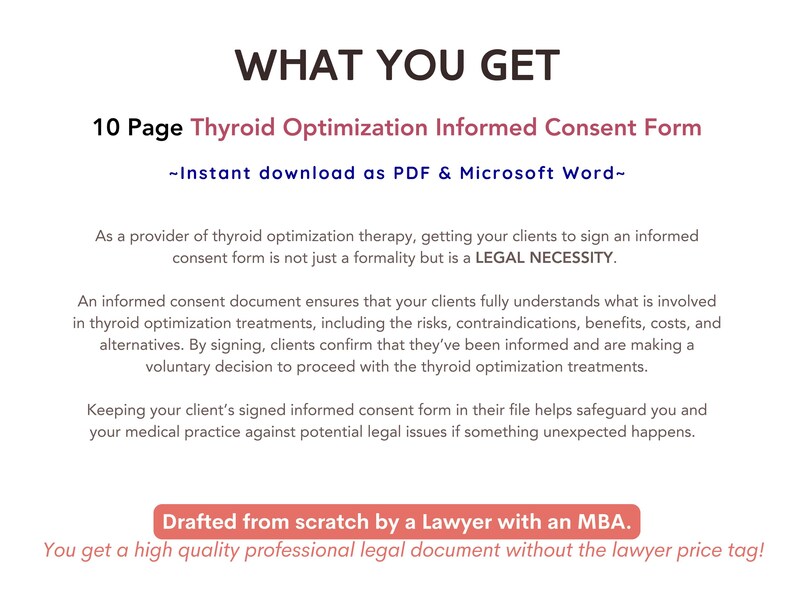 Thyroid Optimization Consent Form Thyroid HRT Informed Consent Template ...