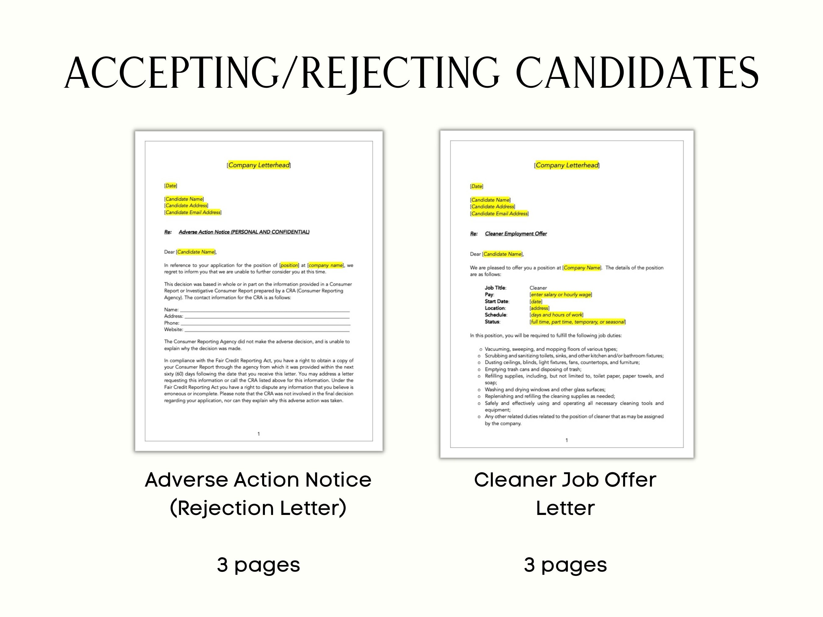 Cleaning Employee Hiring Bundle Cleaner New Hire Forms Cleaning ...