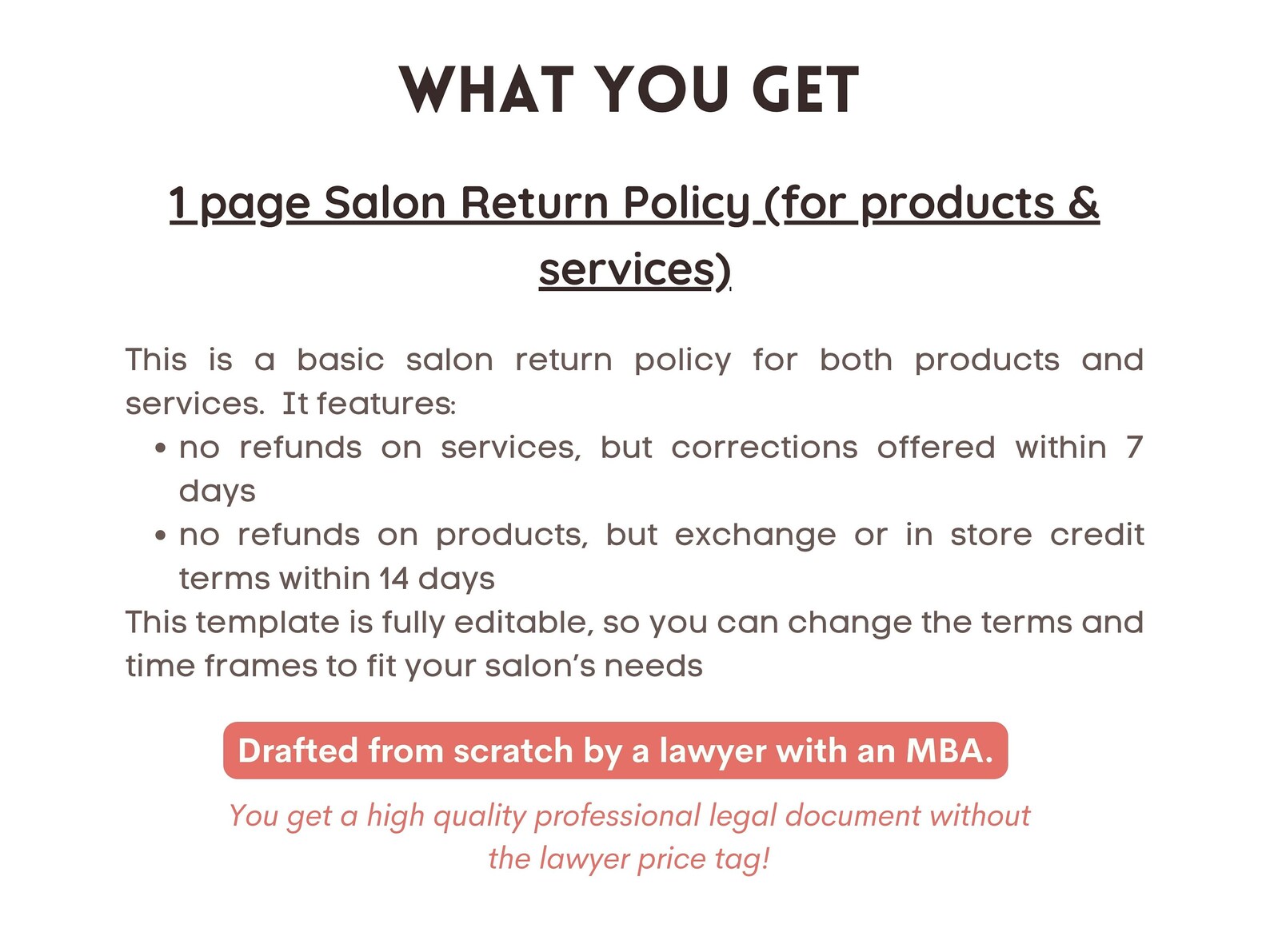 Salon Return Policy Template, Hair Salon Refund Policies Nail Salon ...