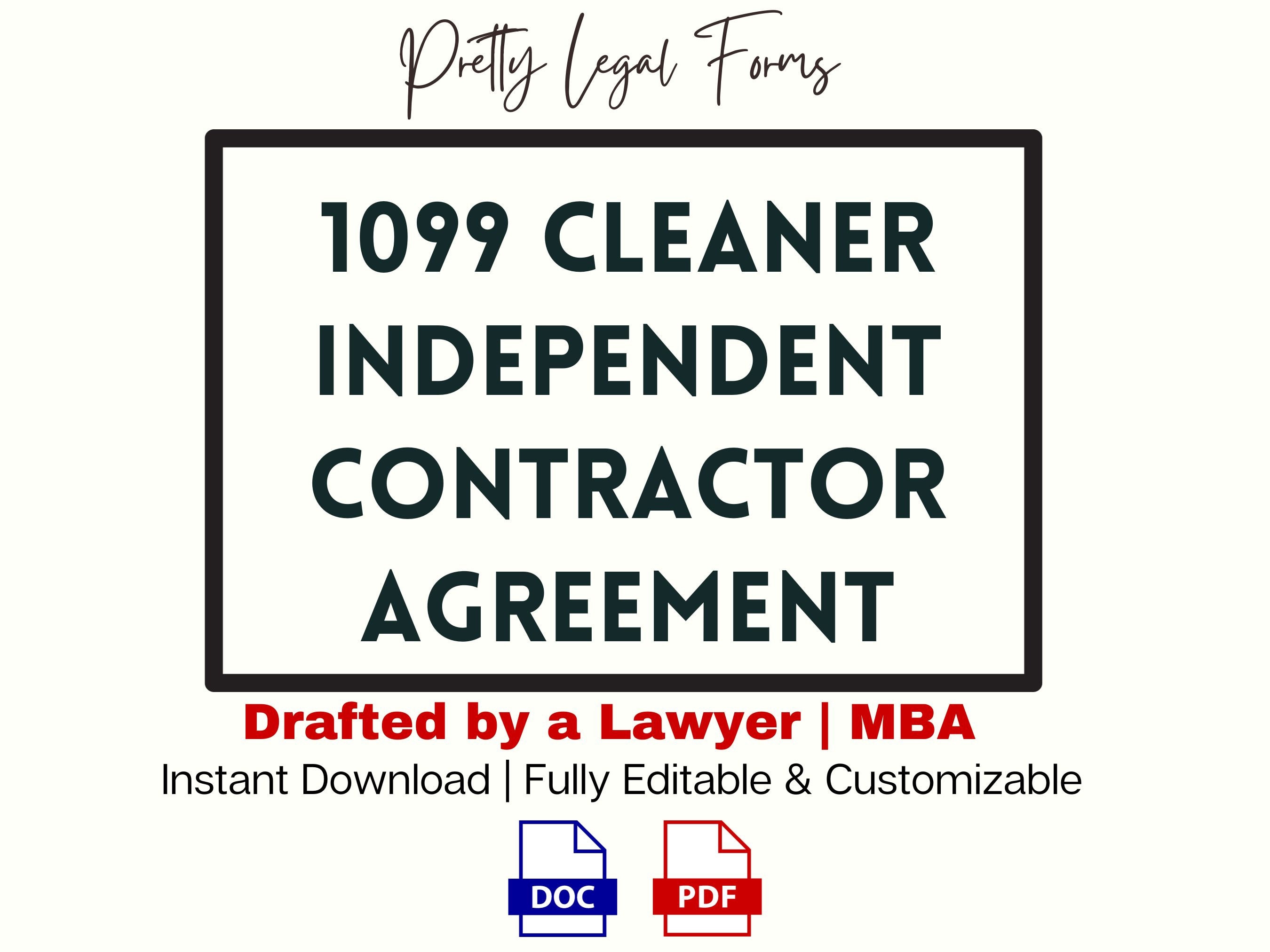 Cleaning Contract 1099 Independent Contractor Agreement for Cleaner ...
