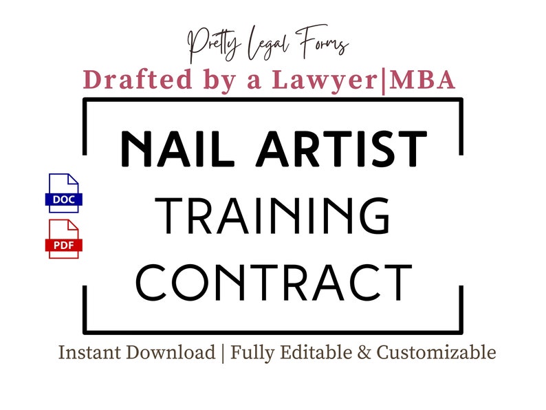 Nail Training Contract, Nail Artist Training Agreement, Nail Apprentice ...