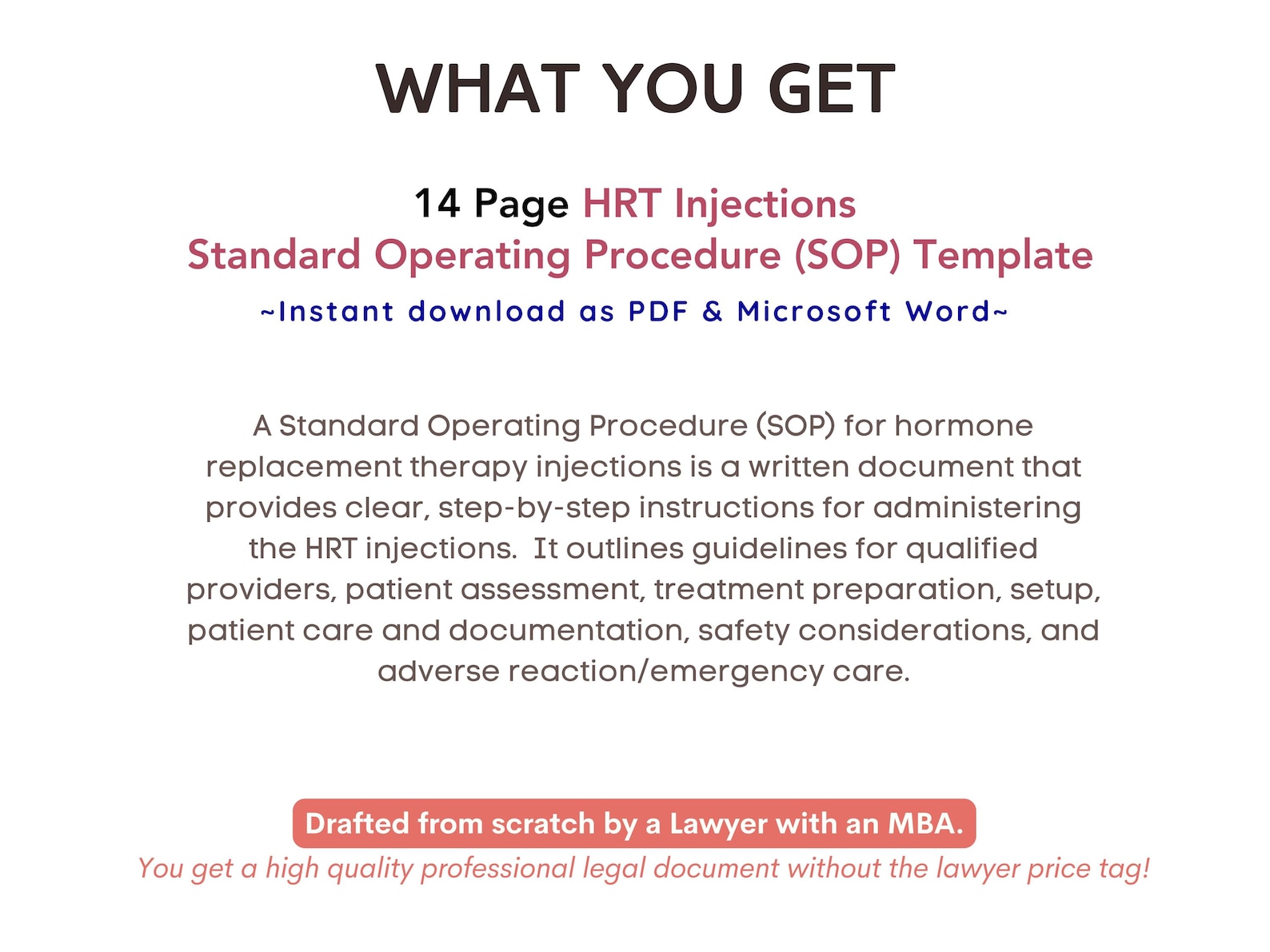 Hormone Replacement Therapy SOP HRT Injections Protocol BHRT Policy ...