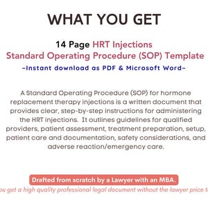 Hormone Replacement Therapy SOP HRT Injections Protocol BHRT Policy ...