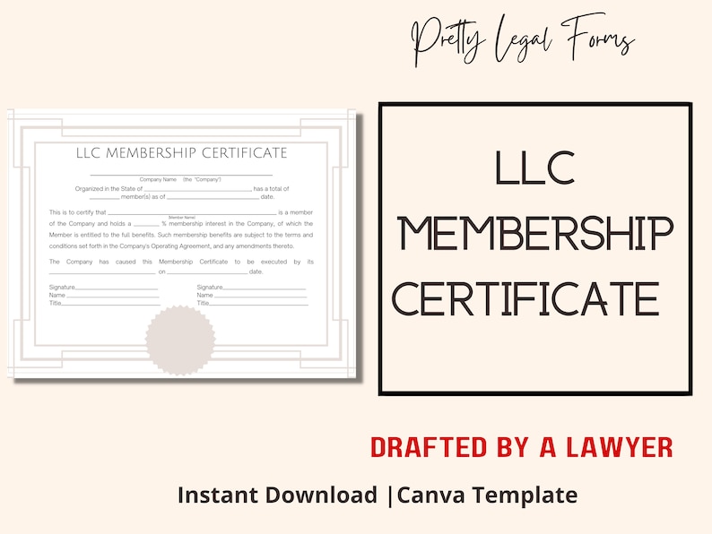 LLC Membership Certificate Canva Template, LLC Share Certificate ...