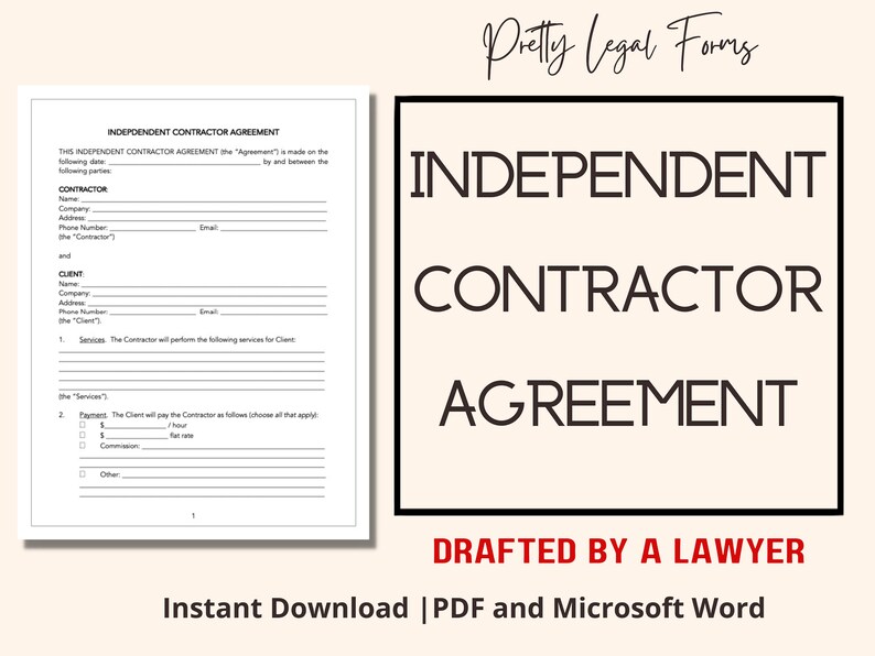 Independent Contractor Agreement Contract Template 1099 - Etsy