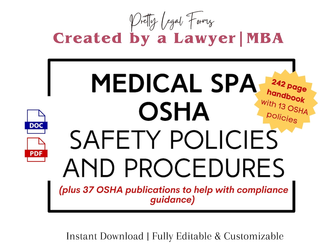 Medical Spa Safety Policies and Procedures Manual Med Spa Safety Sops ...