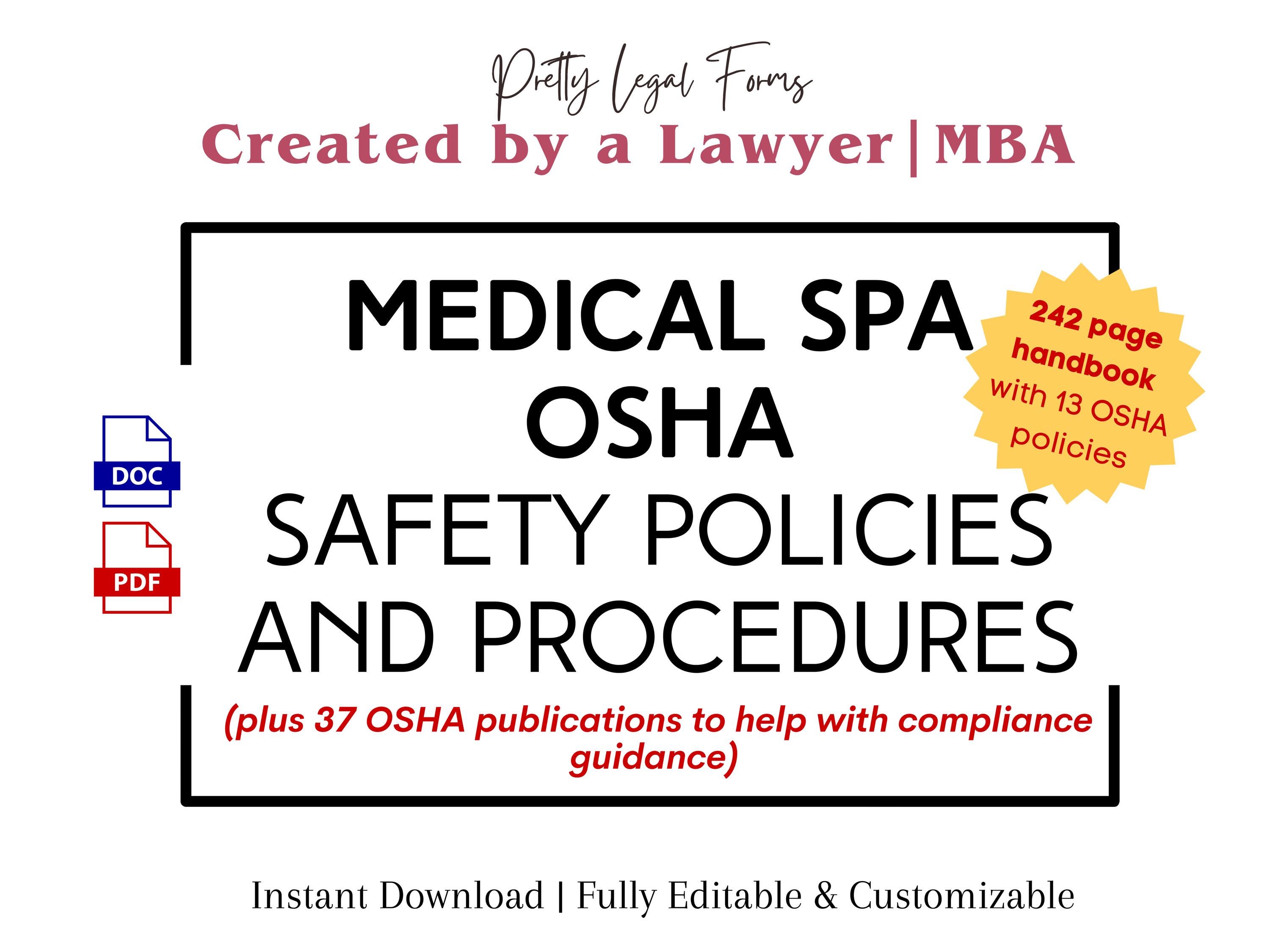 Medical Spa Safety Policies and Procedures Manual Med Spa Safety Sops ...