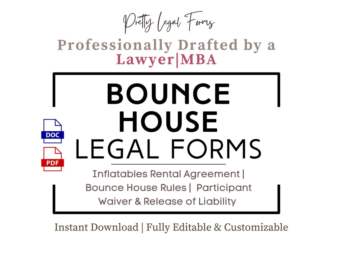 Bounce House Forms Bundle Inflatables Rental Contract Template Bounce ...