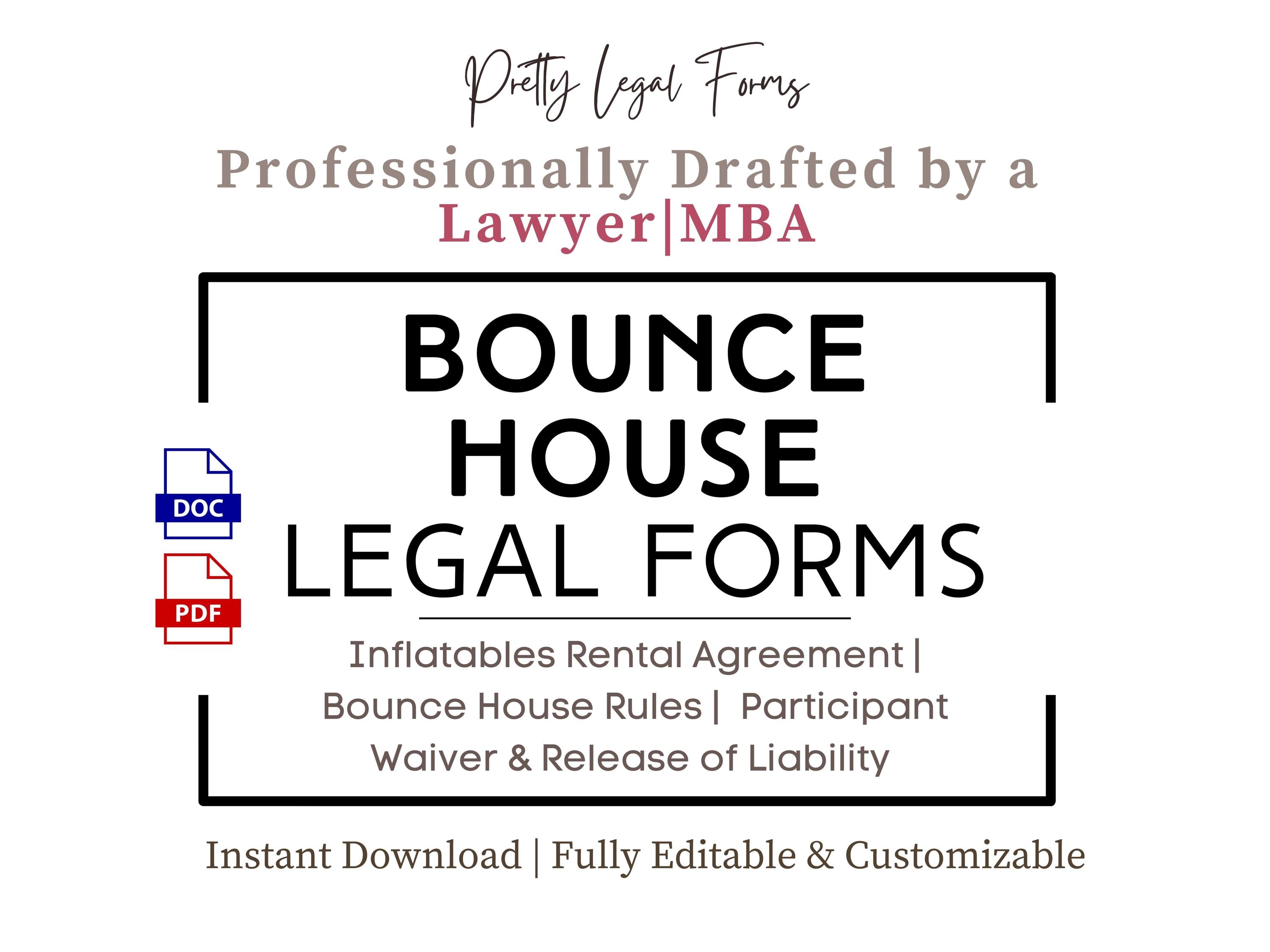 Bounce House Forms Bundle Inflatables Rental Contract Template Bounce ...