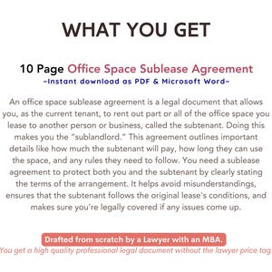 Office Sublease Agreement Office Space Rental Agreement Business Lease ...