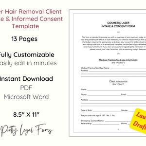 Laser Hair Removal Forms Laser Hair Removal Client Intake Form for Med ...