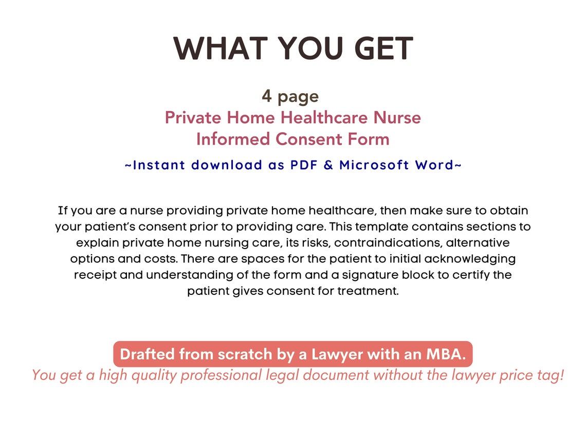 Home Health Nurse Consent, Concierge Nursing Informed Consent Form RN ...