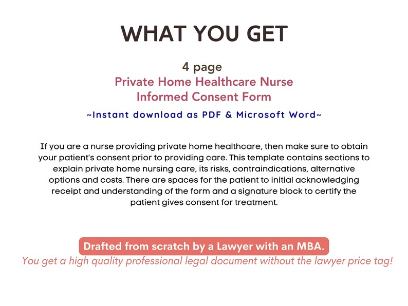 Home Health Nurse Consent, Concierge Nursing Informed Consent Form RN ...
