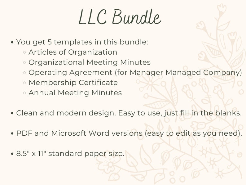 LLC Documents LLC Kit With Operating Agreement, Meeting Minutes ...