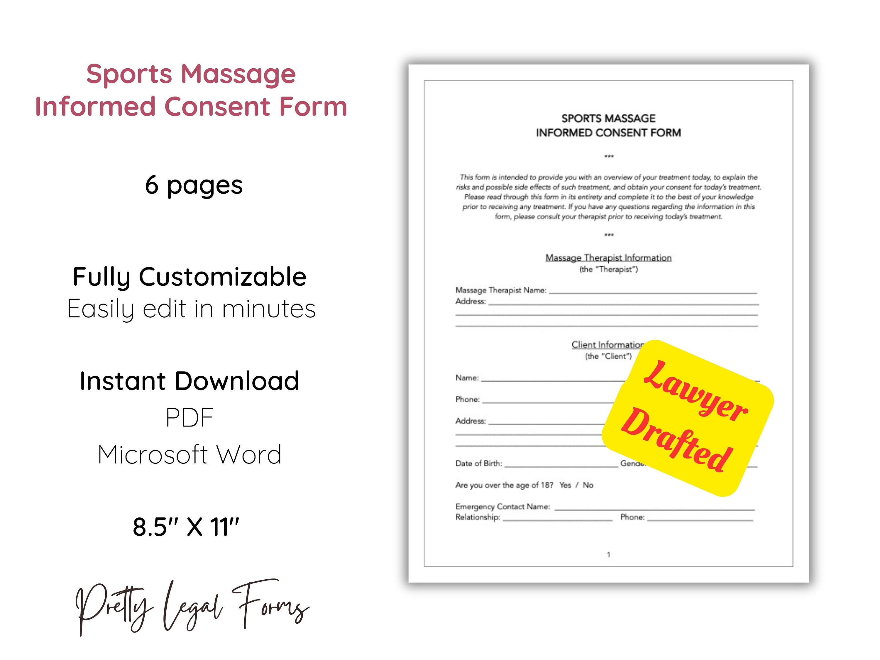 Sports Massage Informed Consent Form, Sports Massage Therapy Client ...