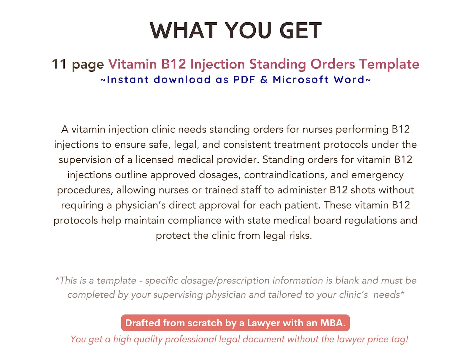 Vitamin B12 Injection Standing Order Template B12 Shots Protocol IV ...