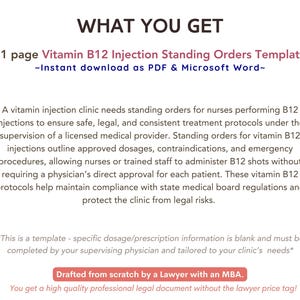 Vitamin B12 Injection Standing Order Template B12 Shots Protocol IV ...