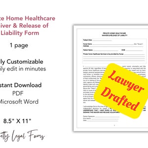 Home Health Nurse Waiver and Release of Liability Forms for Concierge ...