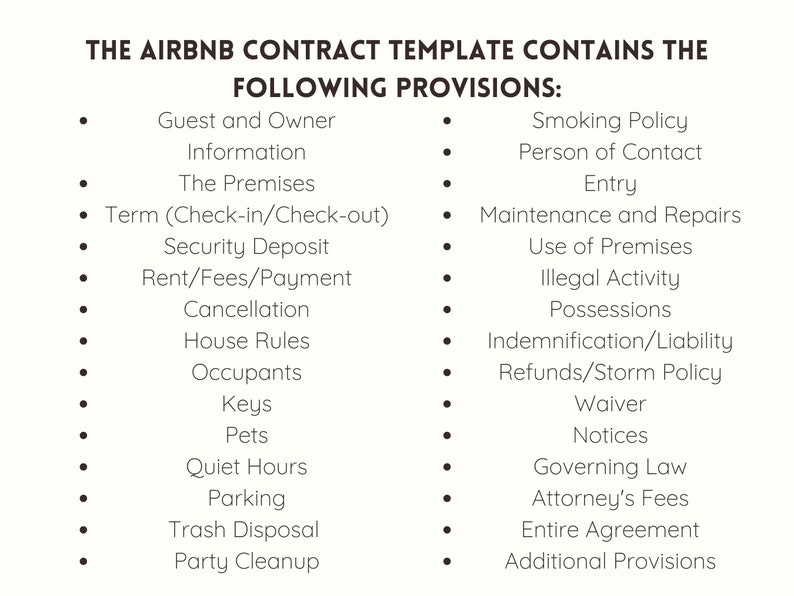 Airbnb Bundle Contract Template and House Rules Airbnb Templates Airbnb ...