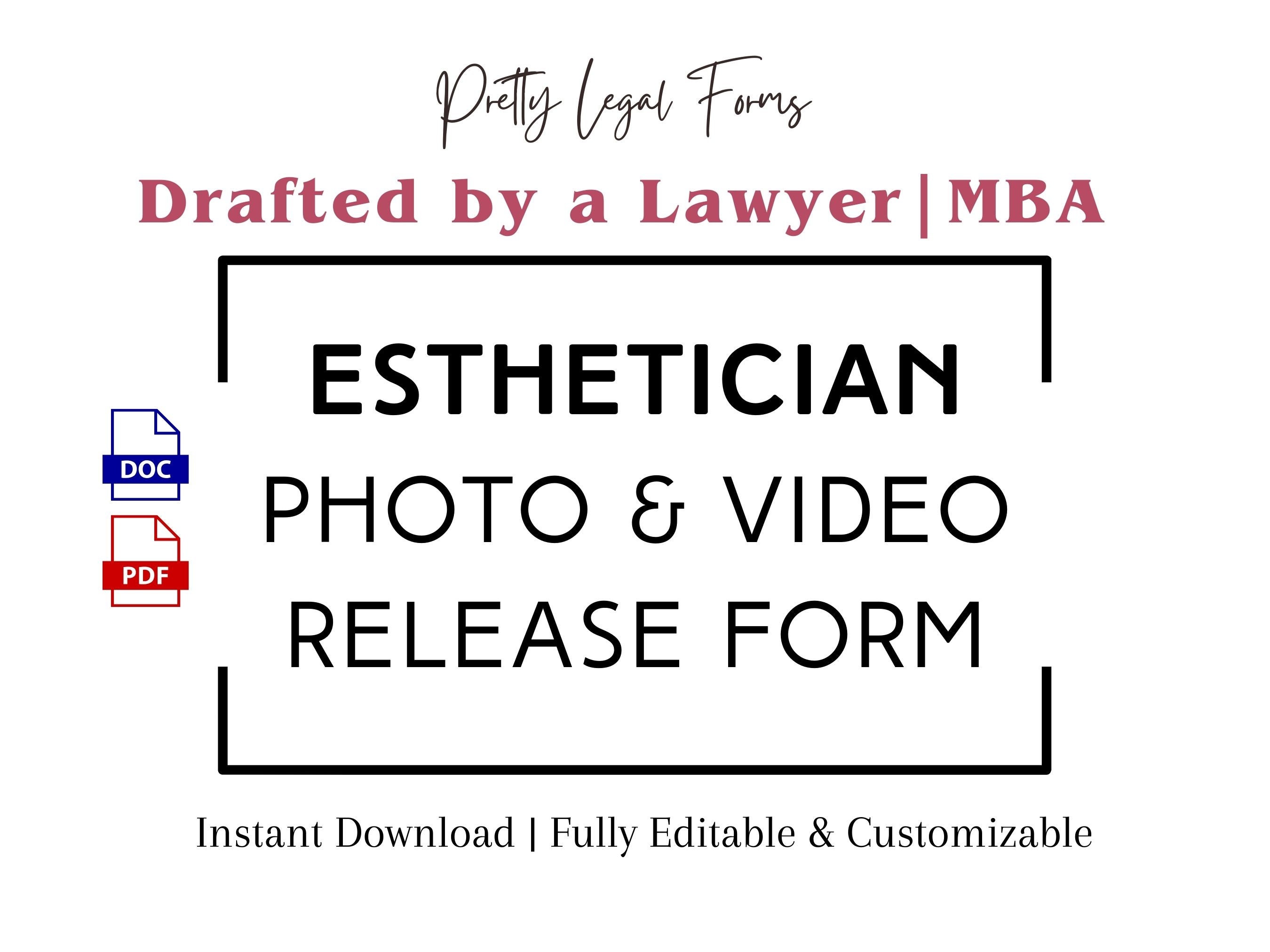 Esthetician Photo Video Release, Aesthetician Client Consent Forms ...