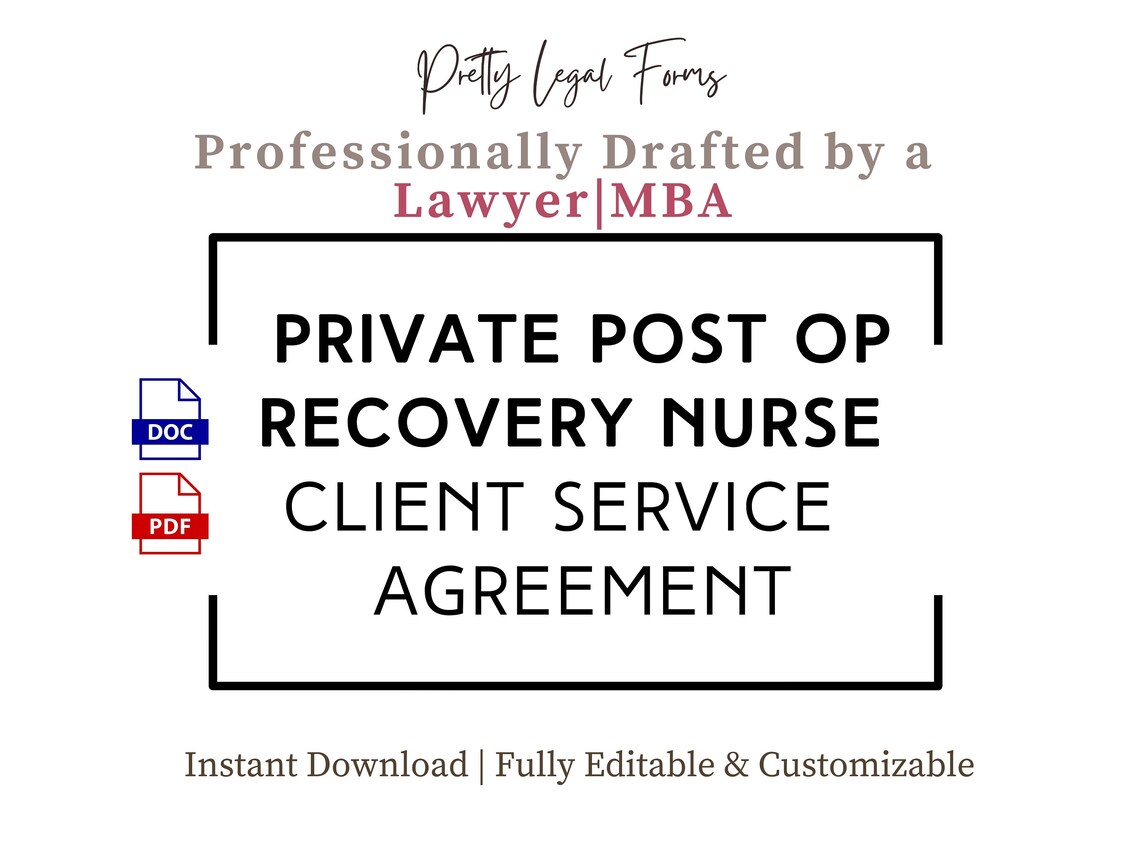 Post Op Recovery Nurse Client Service Agreement, Post Surgery RN ...