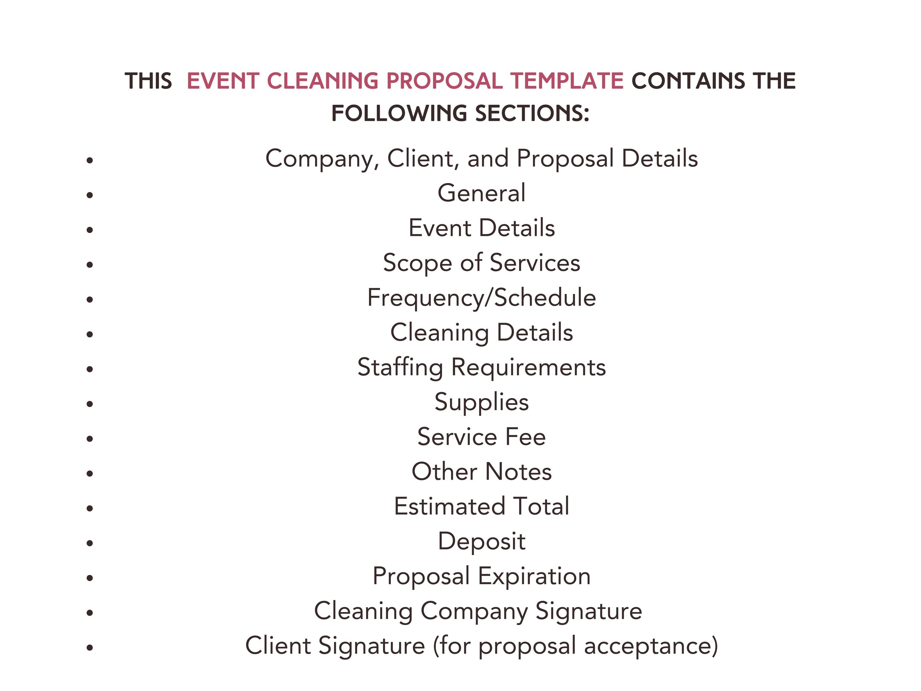 Event Cleaning Proposal Template Commercial Cleaning Estimate Event ...