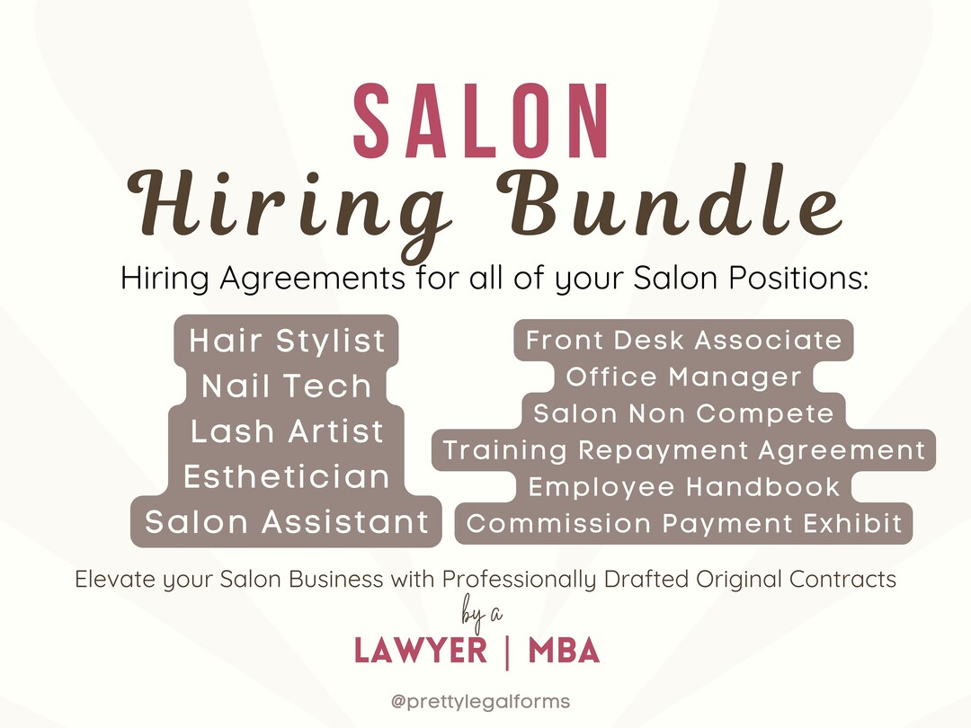 Salon Hiring Bundle Salon Employee Agreements Spa Independent ...