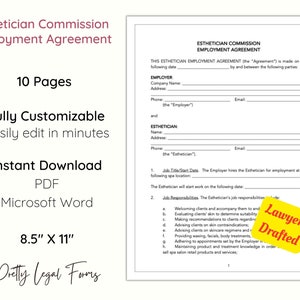 Esthetician Commission Agreement Aesthetician Employee Commission ...