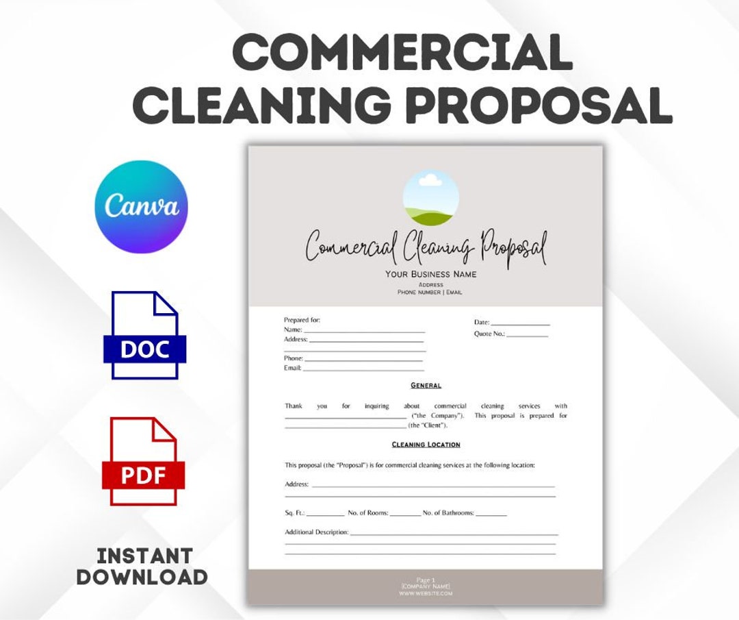 Commercial Cleaning Proposal Canva Template, Commercial Cleaning ...