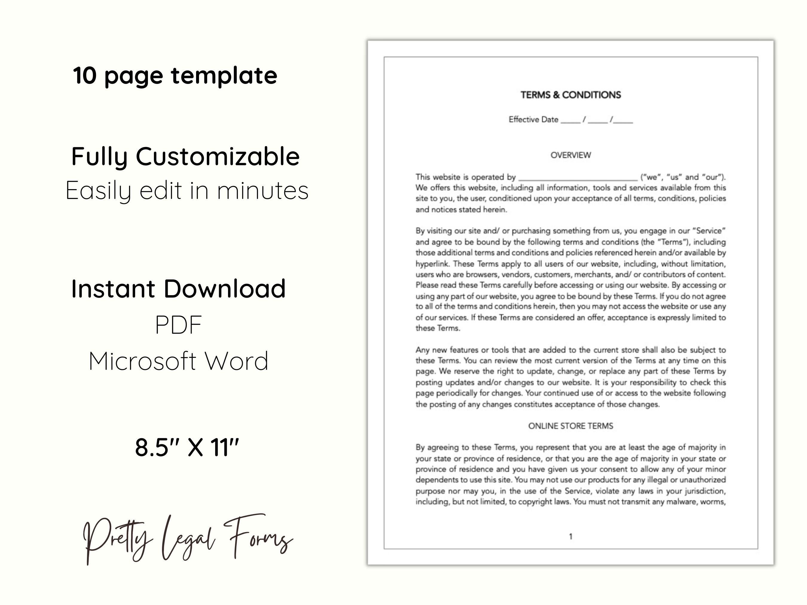 Website Terms and Conditions Template Online Terms of Use Website ...