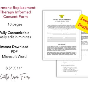 HRT Consent Form Hormone Replacement Therapy Informed Consent HRT ...