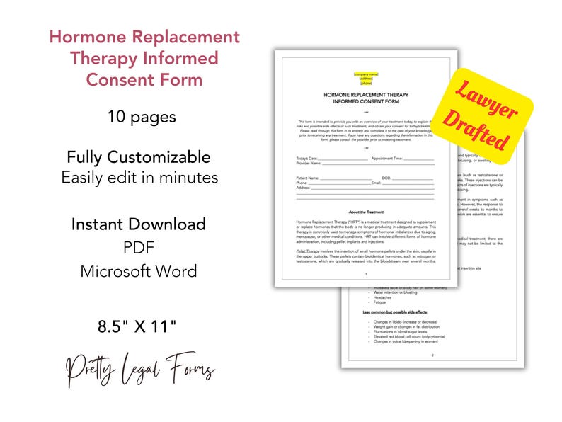 HRT Consent Form Hormone Replacement Therapy Informed Consent HRT ...