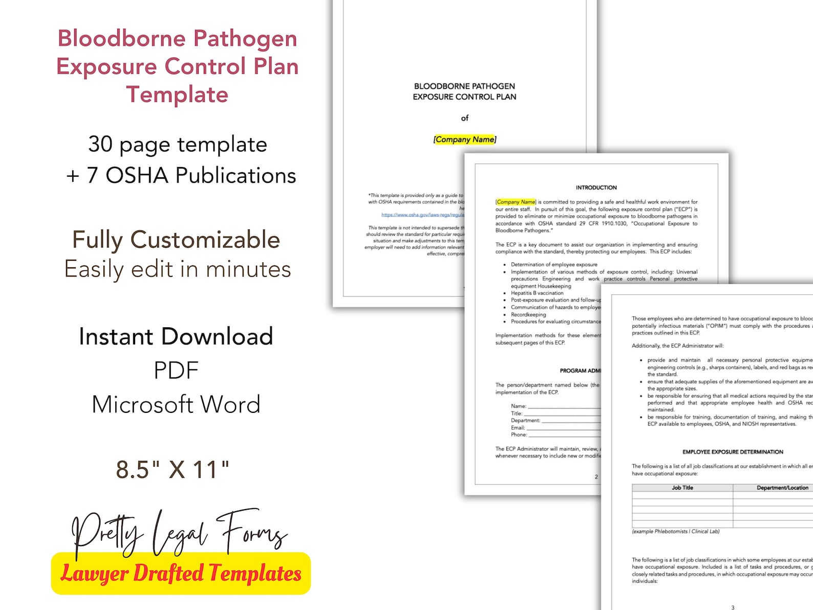 Bloodborne Pathogen Exposure Control Plan OSHA Compliance Medical Spa ...