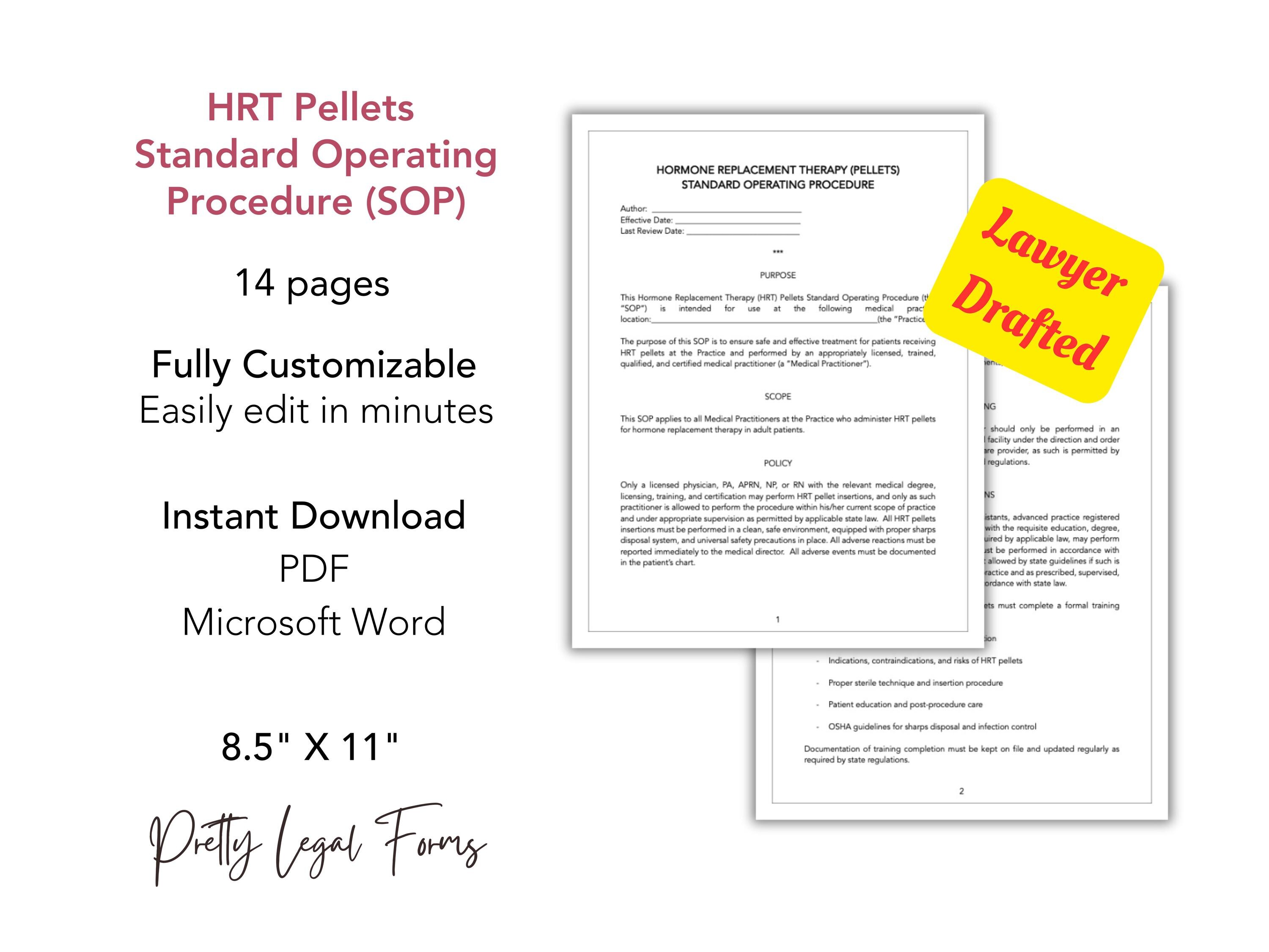 Hormone Replacement Therapy SOP HRT Protocol BHRT Pellets Policy and ...