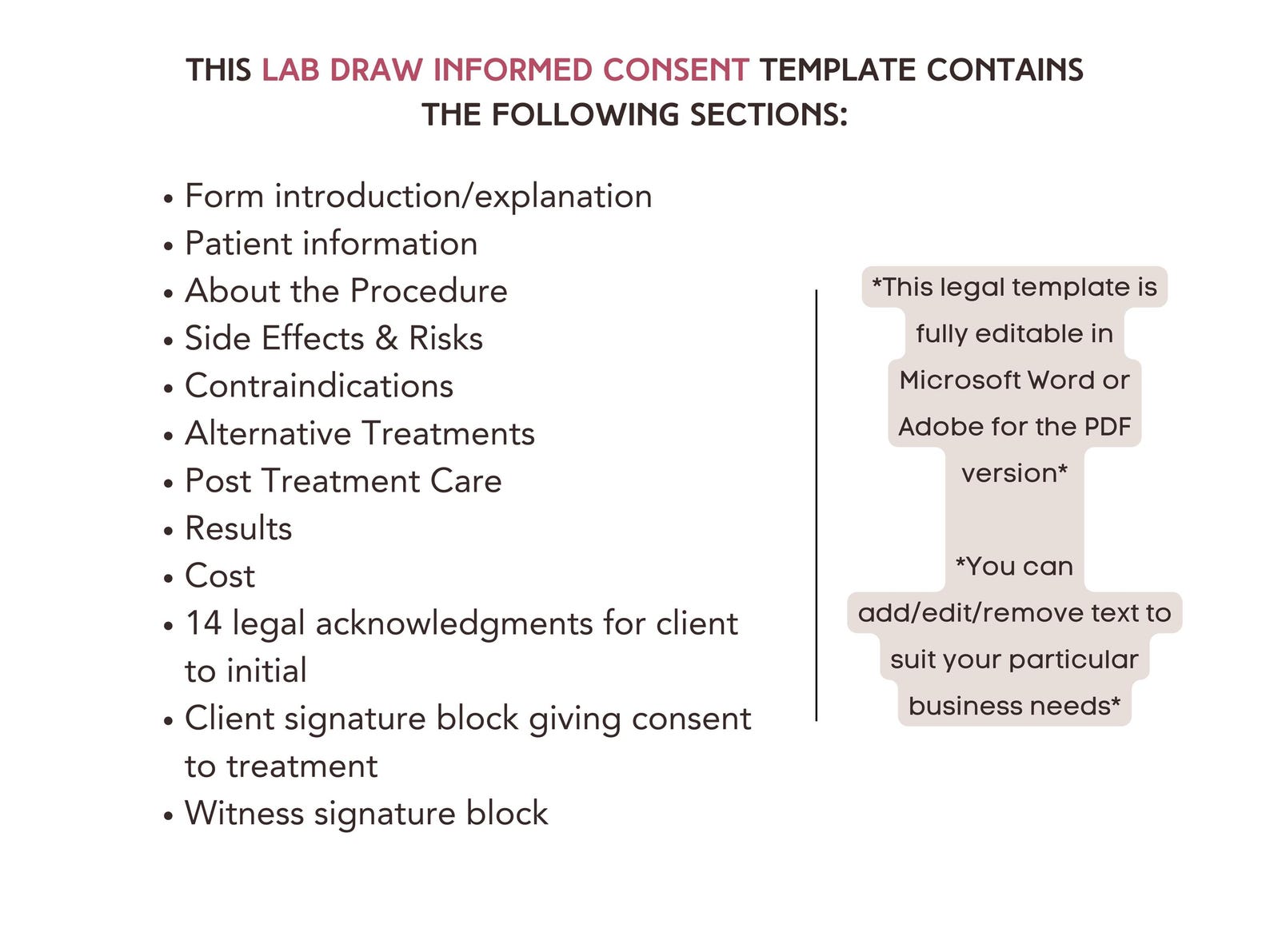 Lab Draw Consent Form Blood Work Informed Consent Template Blood Draw ...