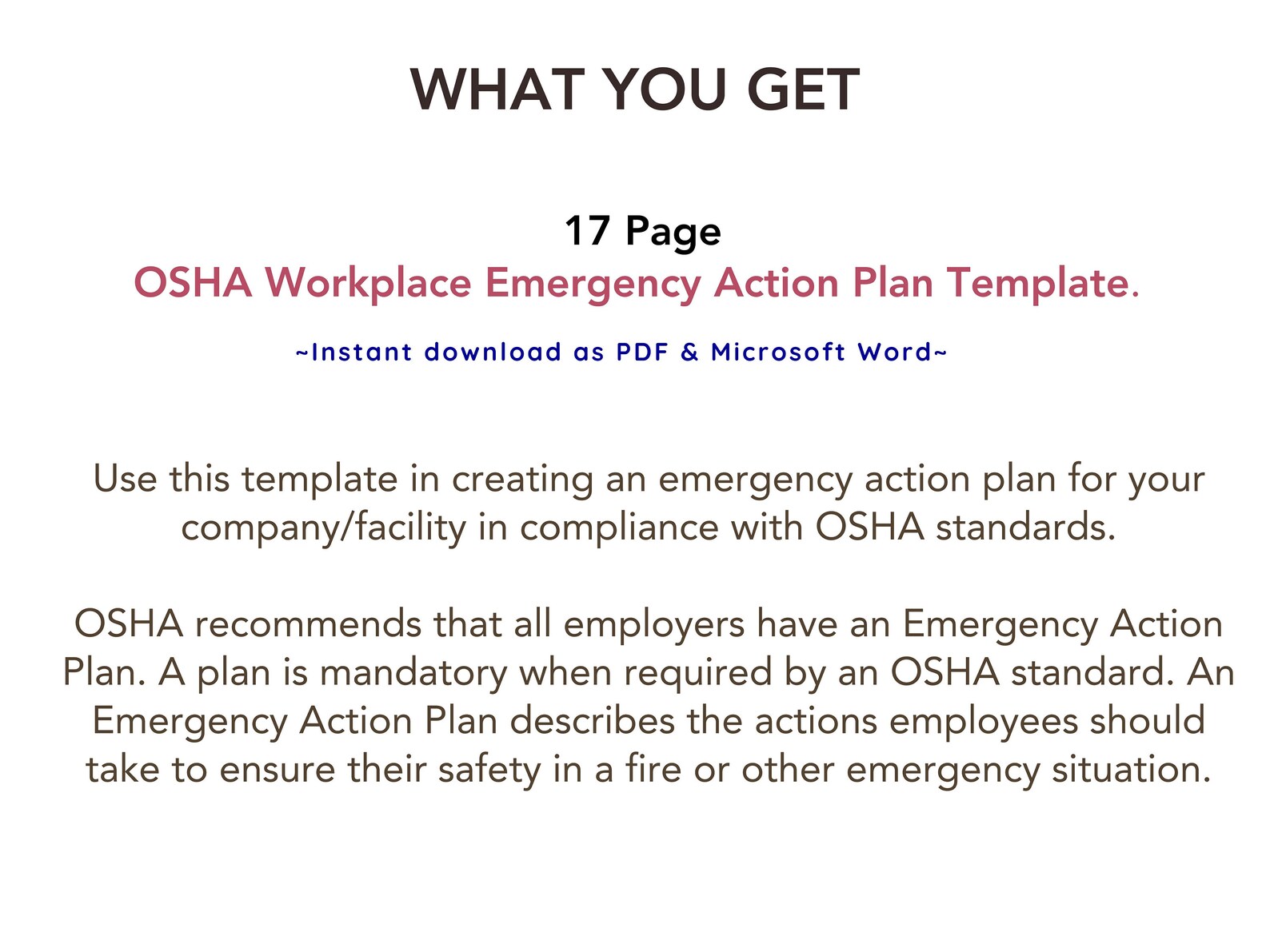 OSHA Emergency Action Plan Template Medical Spa Safety Policy and ...