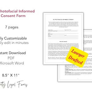 IPL Photofacial Consent Form Esthetician Facial Consultation Form ...