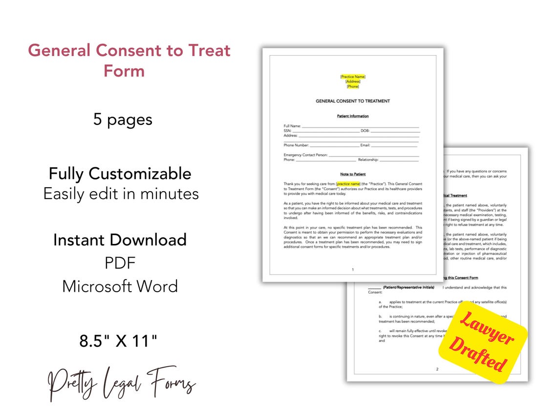 General Consent to Treat Form Internal Medical Practice Informed ...