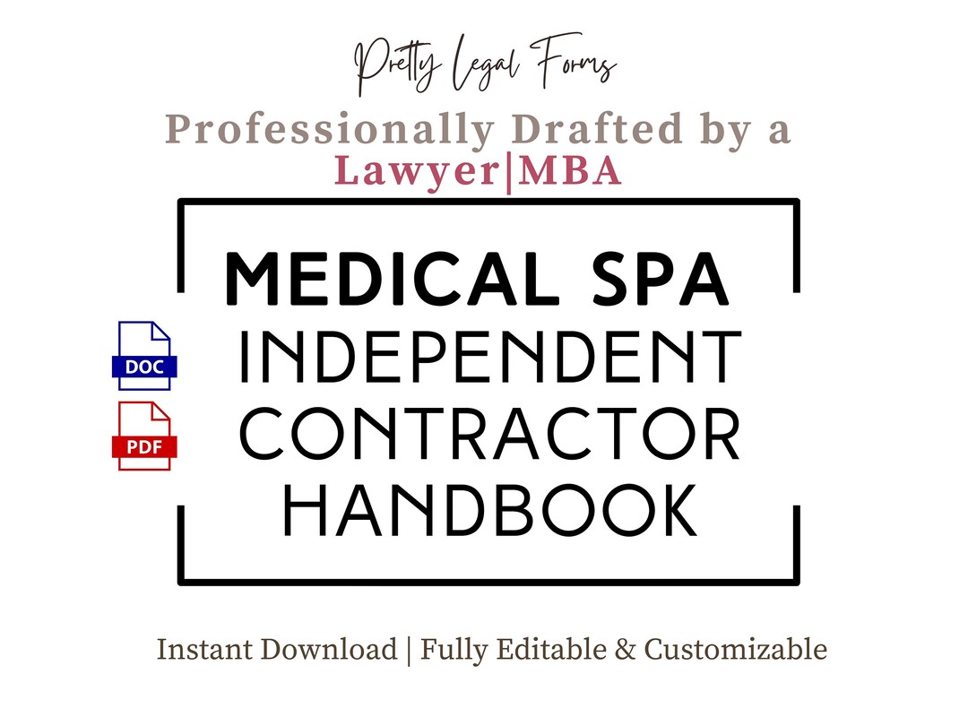 Medical Spa Handbook, Med Spa Independent Contractor Handbook, Med Spa ...