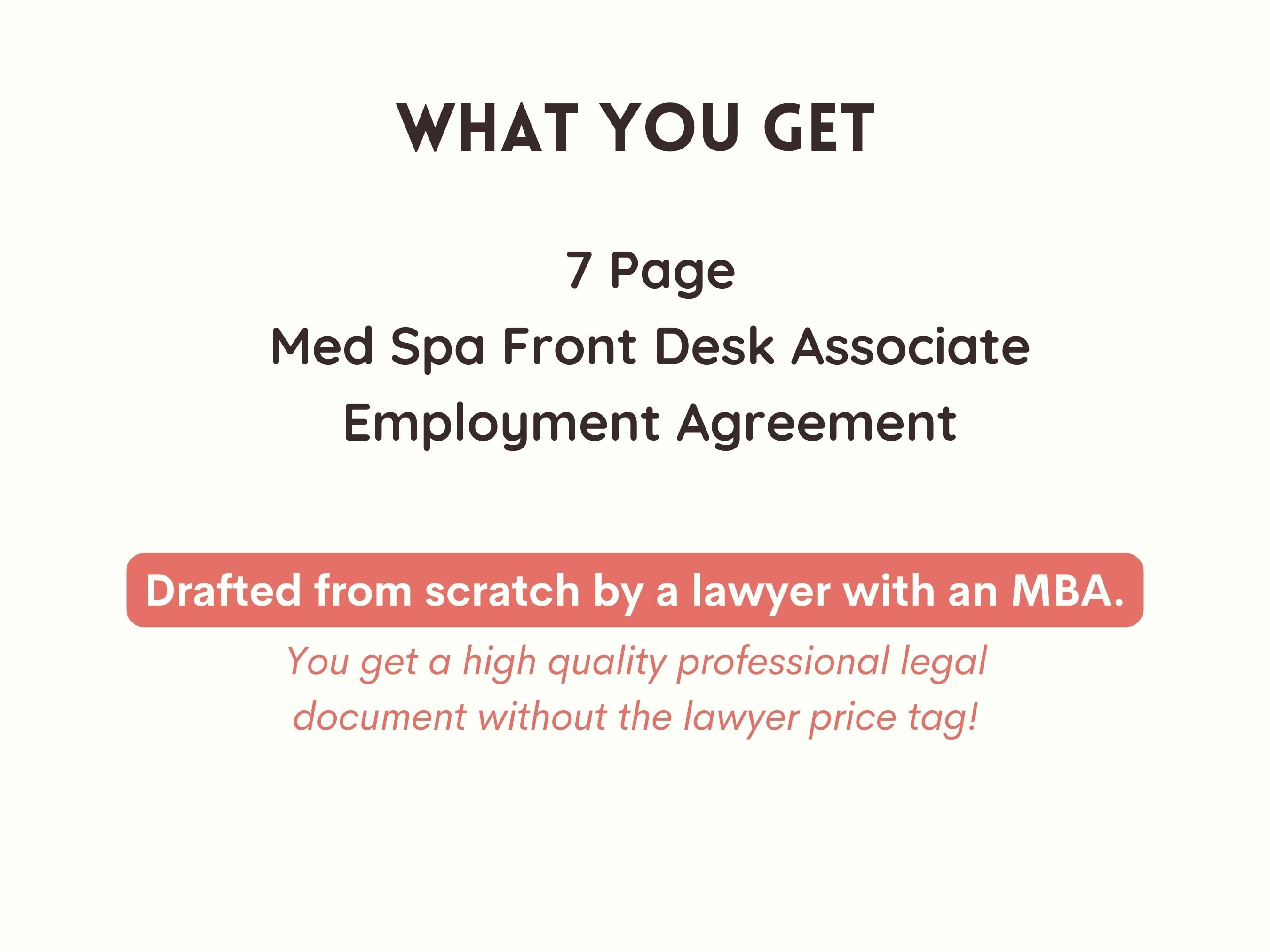 Medical Spa Front Desk Associate Employment Contract Template | Med Spa ...