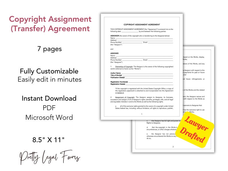Copyright Assignment Agreement Copyright Transfer Contract Template ...