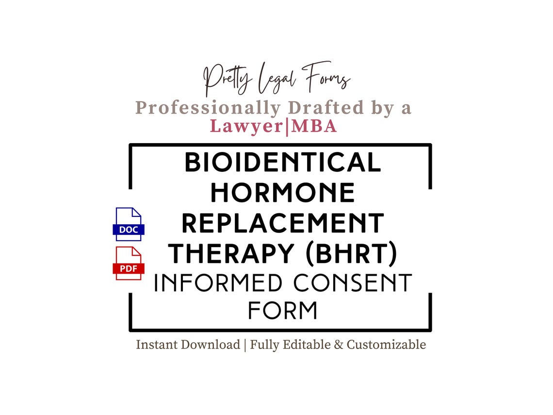 BHRT Consent Form, Bioidentical Hormone Replacement Therapy Informed ...