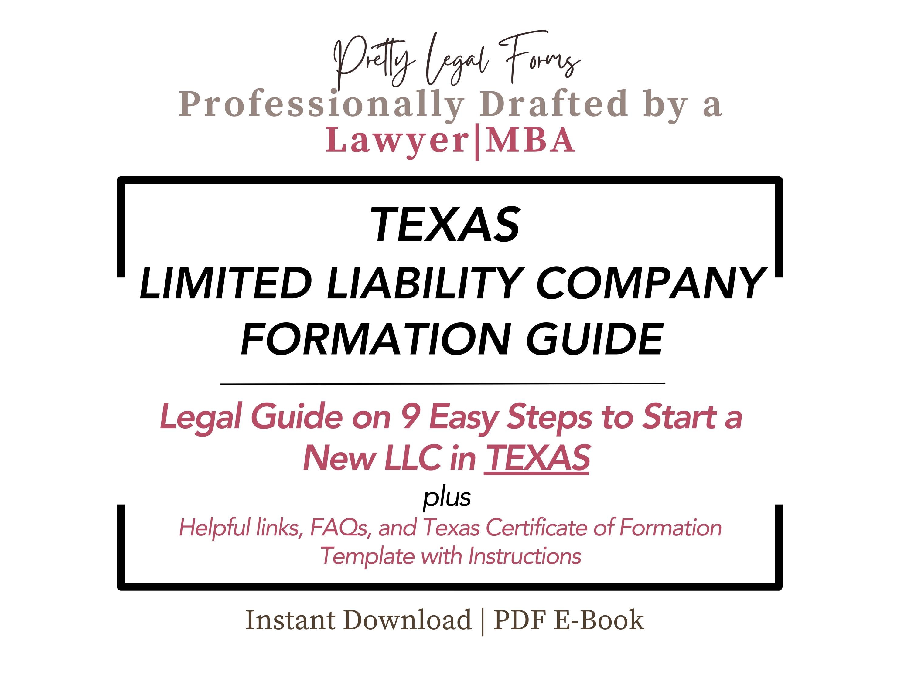 Texas LLC Formation Guide How to Start a Texas Limited Liability ...