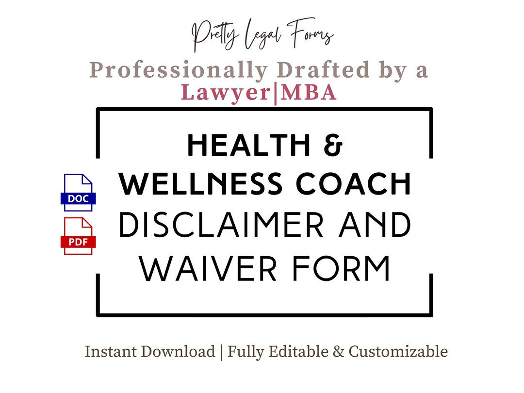 Wellness Coach Waiver and Disclaimer, Health Coach Client Intake ...
