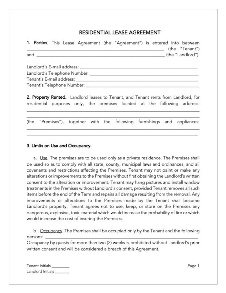 Simple Lease Agreement House Rental Contract Template House Lease ...