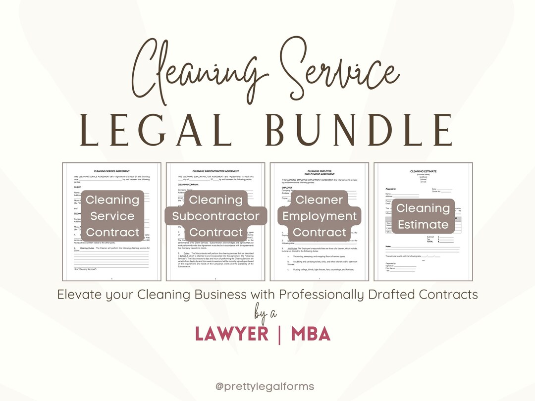 Cleaning Contract Legal Bundle, Cleaning Service Agreement, Cleaning Employee Contract, Cleaning ...
