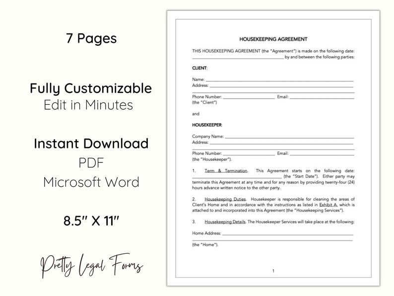 Housekeeping Contract Template | Cleaning Service Agreement ...